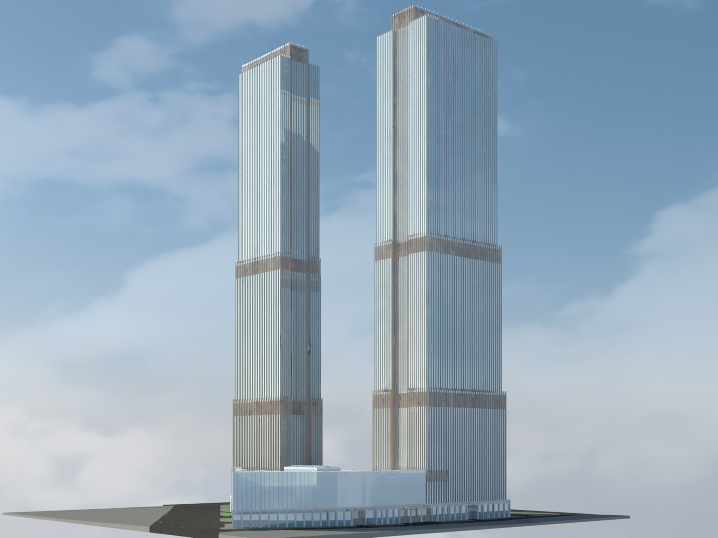 Commercial Modern Double Skyscrapers 3D - TurboSquid 1395583