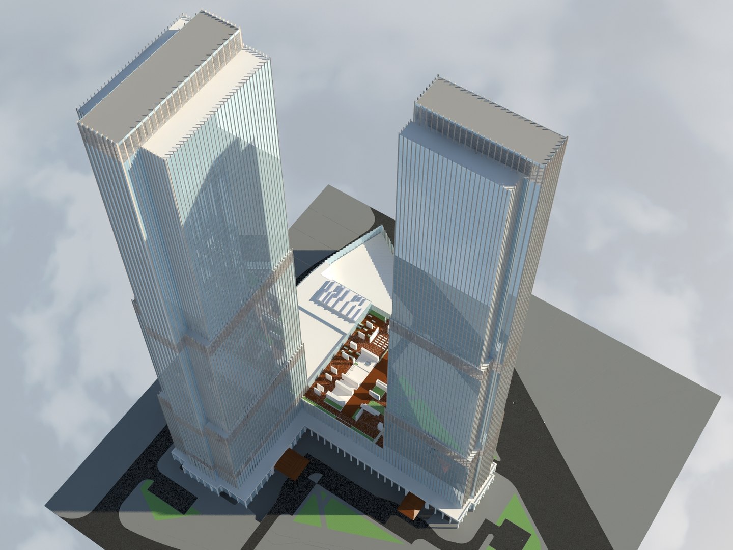 Commercial Modern Double Skyscrapers 3D - TurboSquid 1395583