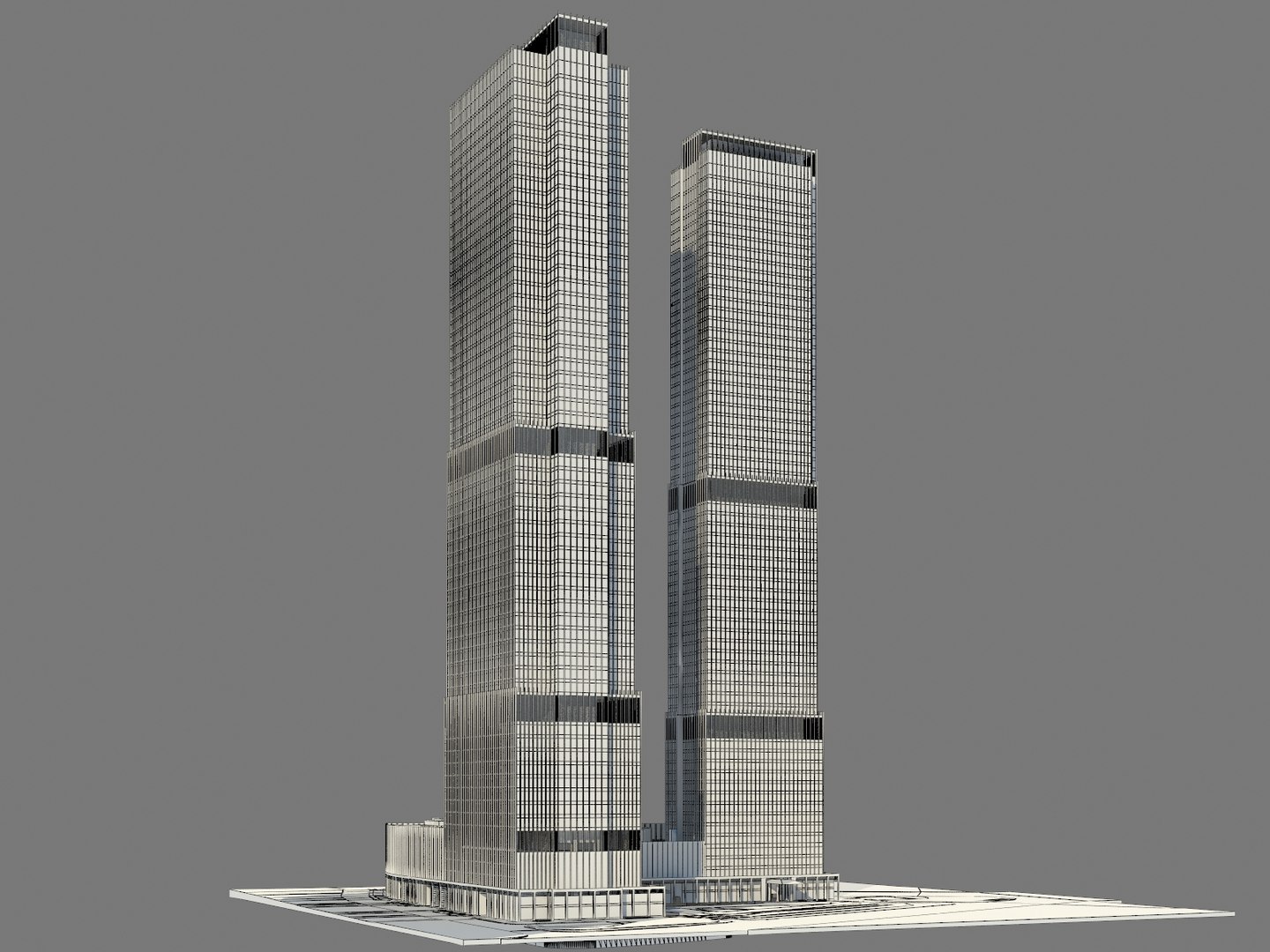 Commercial Modern Double Skyscrapers 3D - TurboSquid 1395583