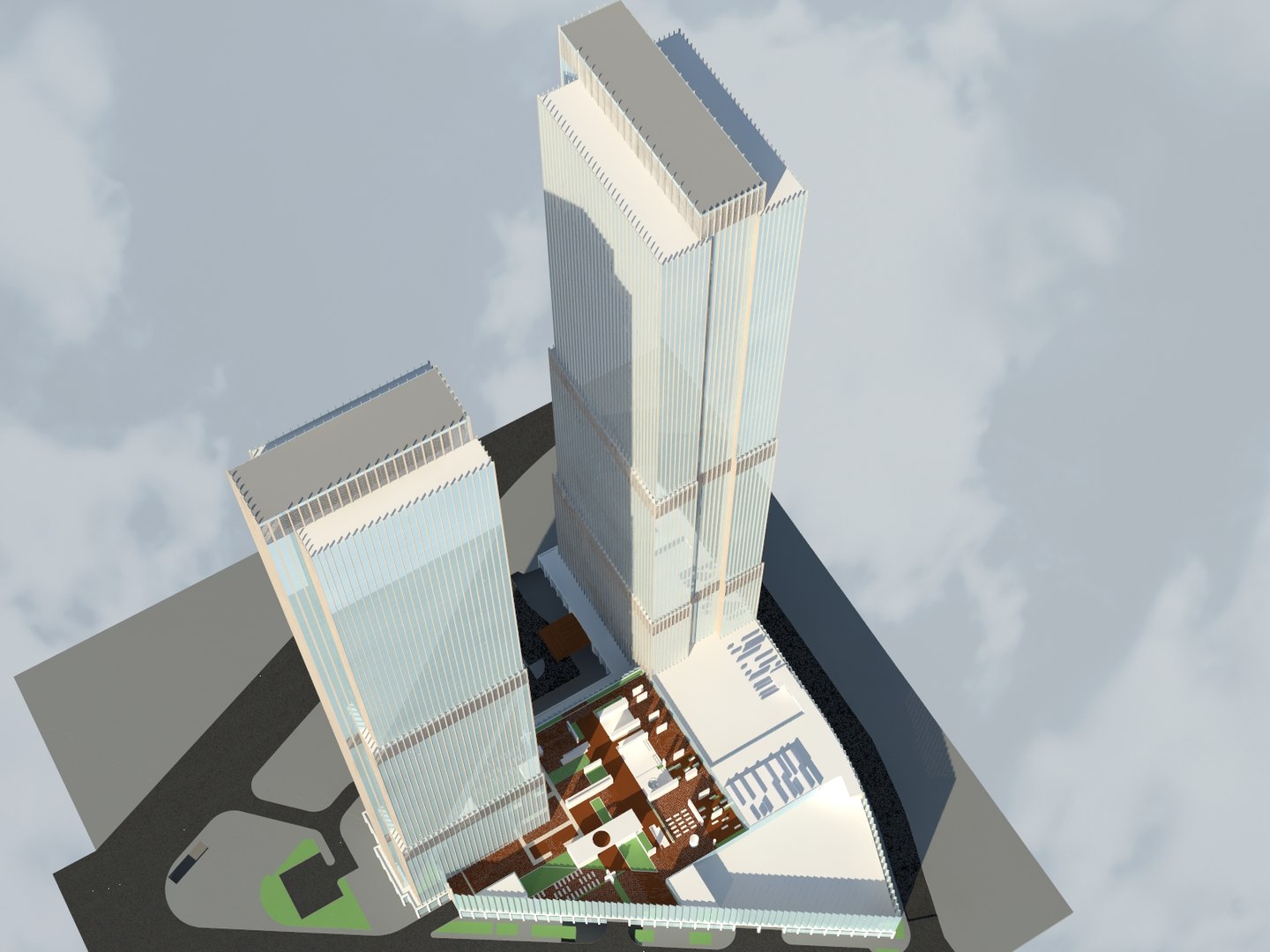 Commercial Modern Double Skyscrapers 3D - TurboSquid 1395583