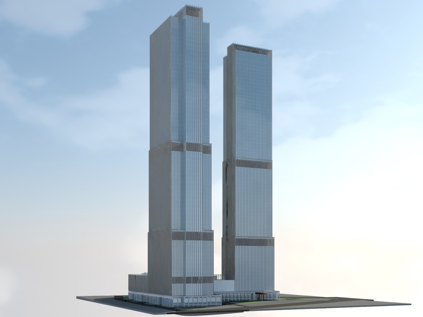 Commercial Modern Double Skyscrapers 3D - TurboSquid 1395583