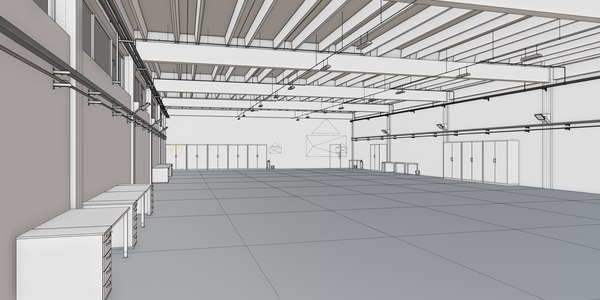 3D hall industrial interior model - TurboSquid 1705767