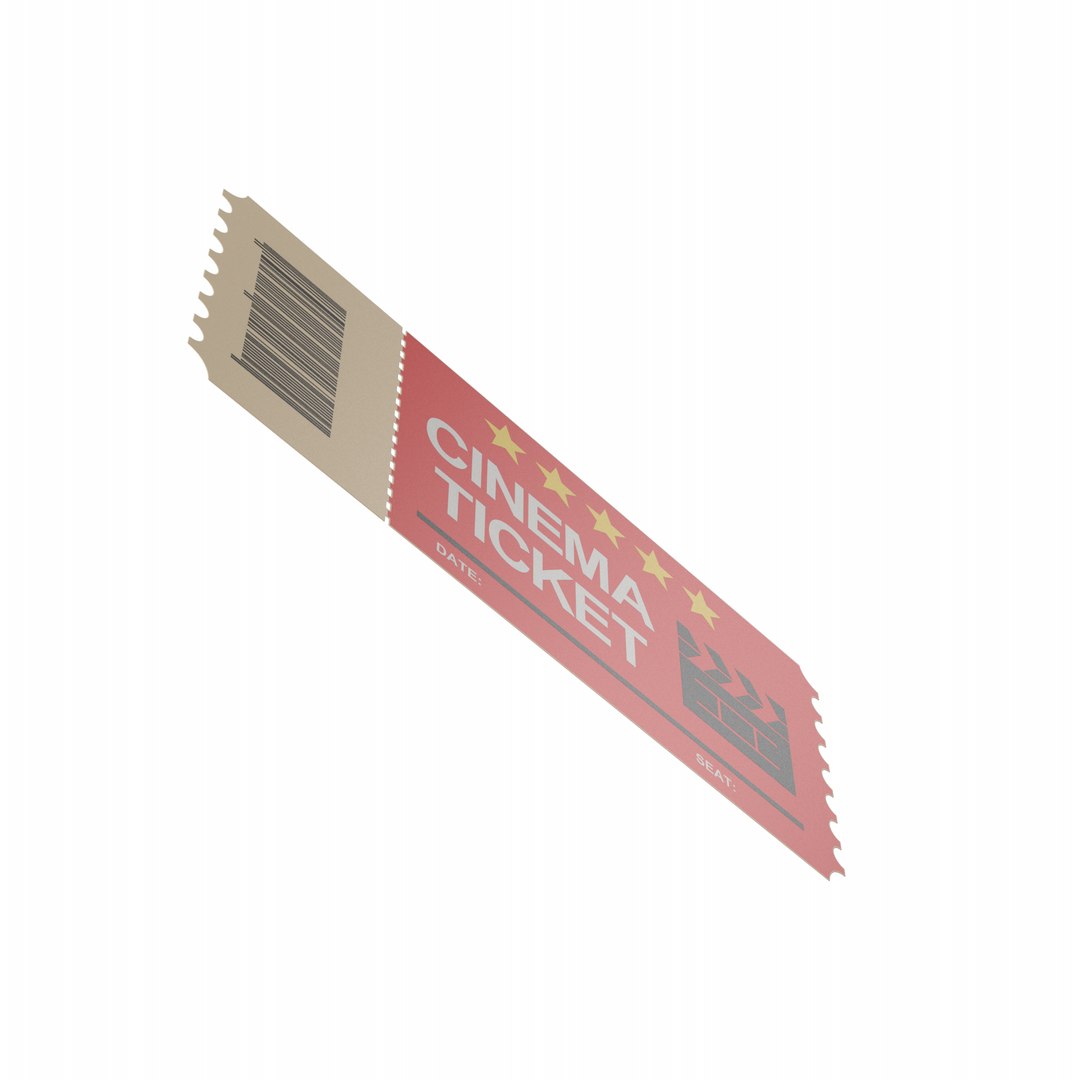 3D Red Cinema Ticket - TurboSquid 2026142