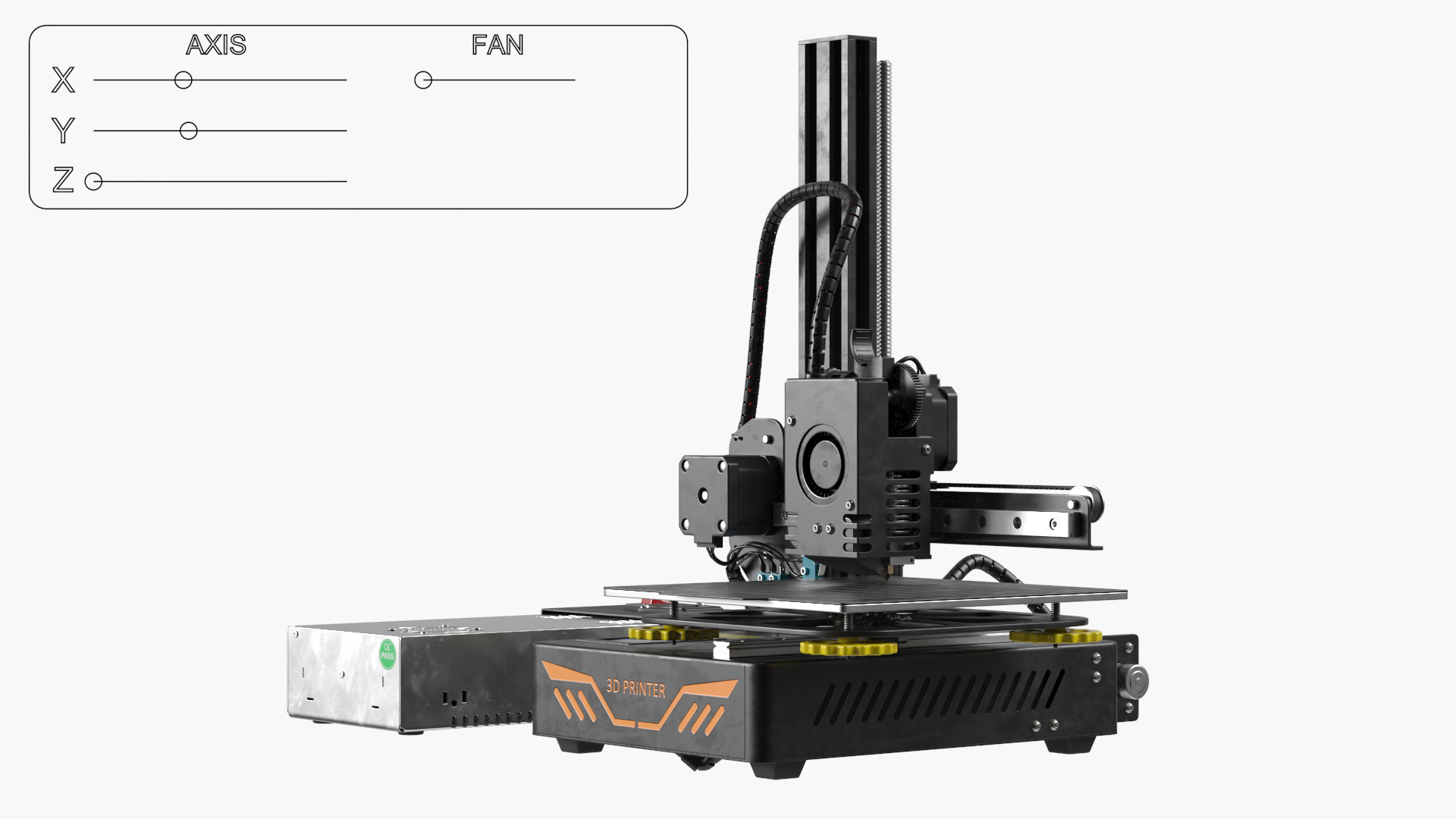 Mini 3D Printer With PSU Rigged Animated 3D Model - TurboSquid 2390094