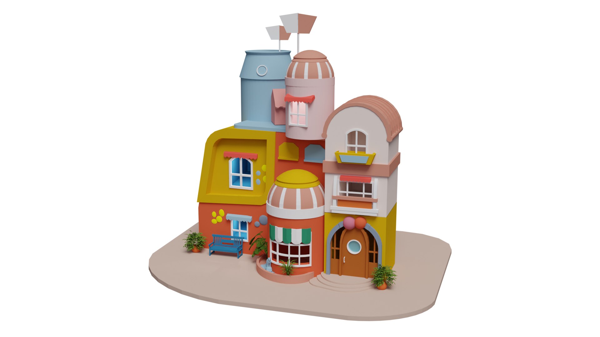 3D Low Poly Cartoon Kindergarten Building Model - TurboSquid 2240927