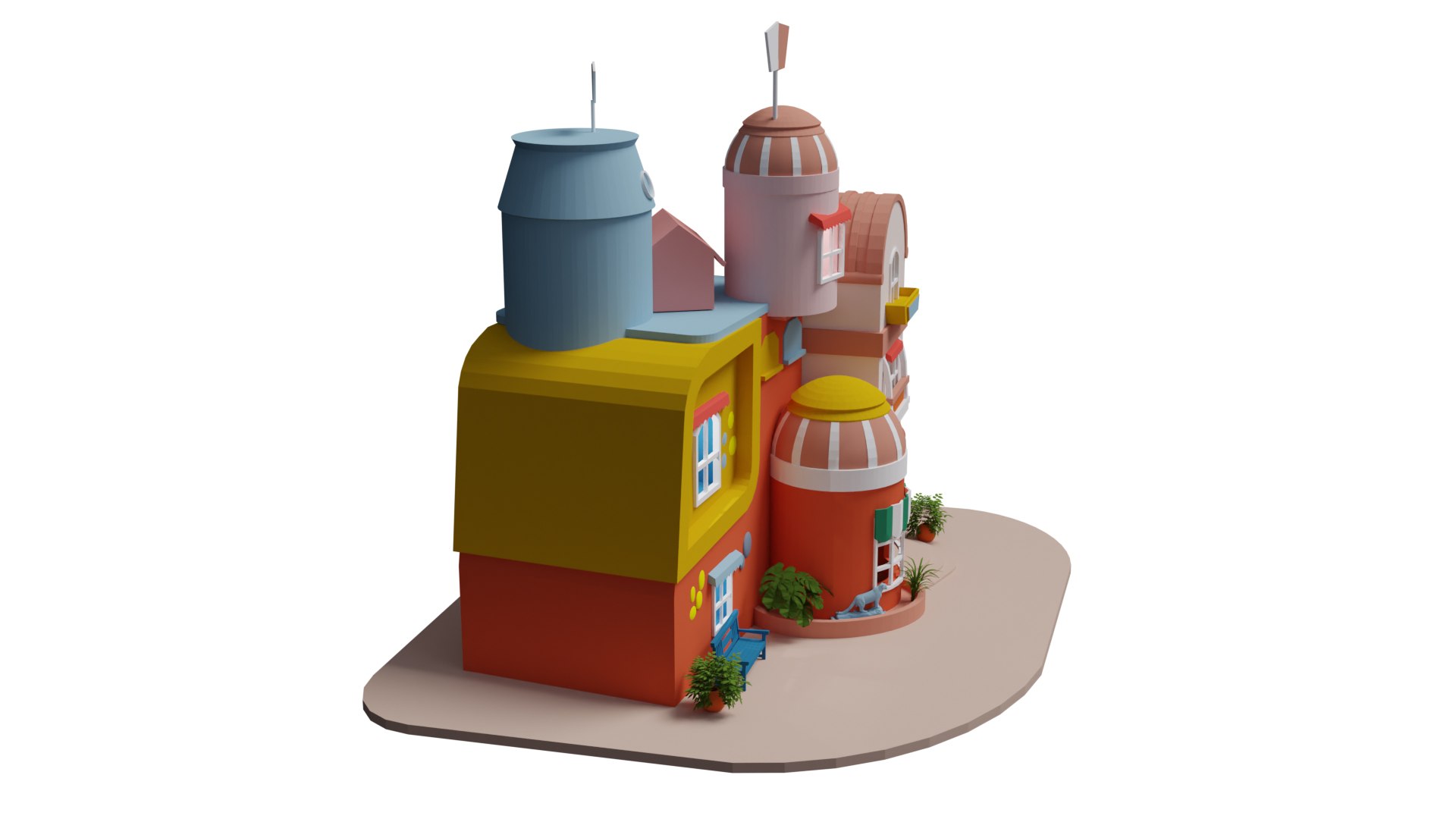 3D Low Poly Cartoon Kindergarten Building Model - TurboSquid 2240927