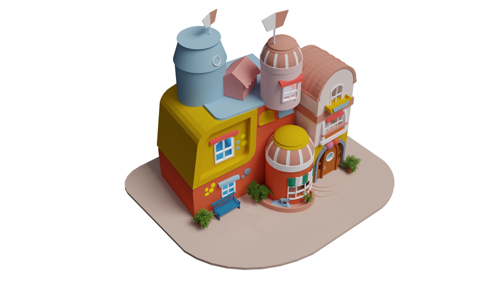 3D Low Poly Cartoon Kindergarten Building Model - TurboSquid 2240927