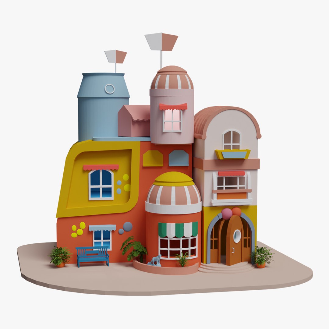 3D Low Poly Cartoon Kindergarten Building Model - TurboSquid 2240927