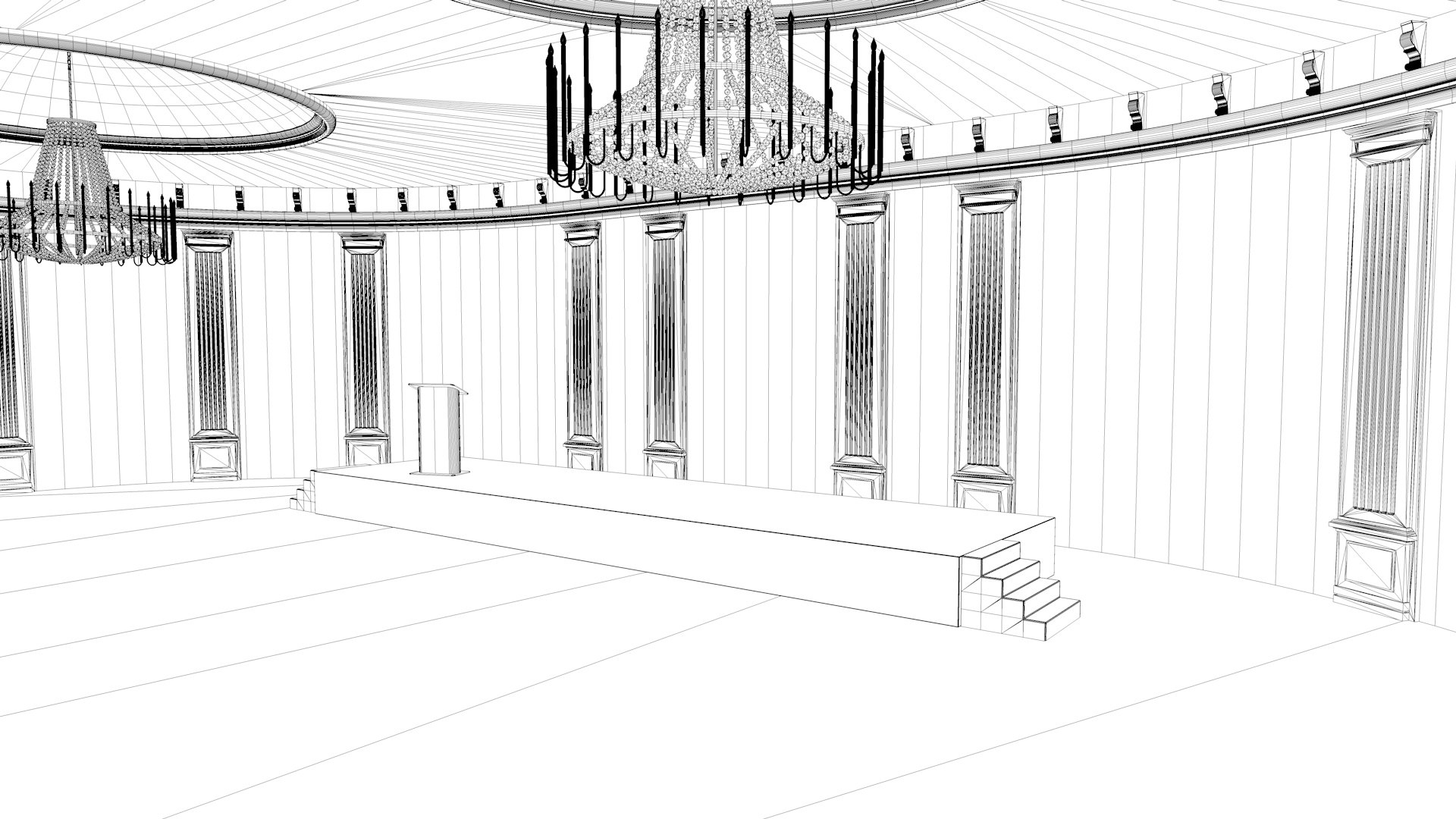 Round Ballroom 3D - TurboSquid 2043331