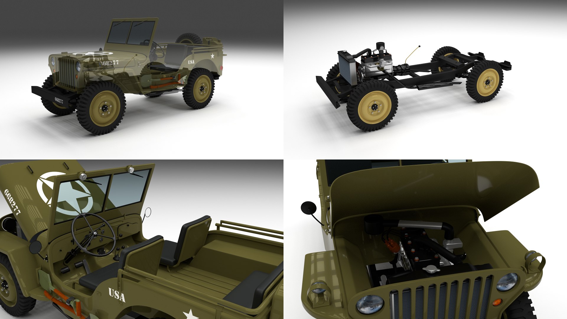 3d Model Military Jeep Willys
