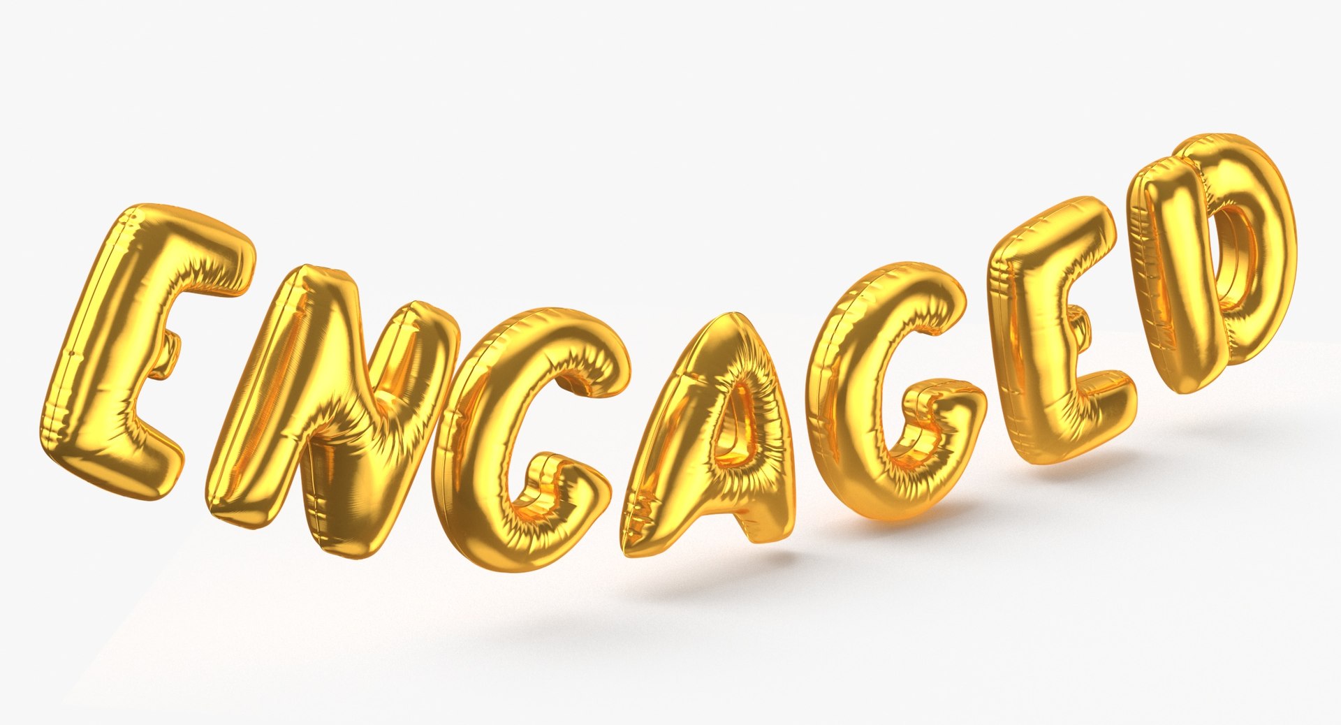 Foil Baloon Words ENGAGED AF Gold 3D model - TurboSquid 1738884
