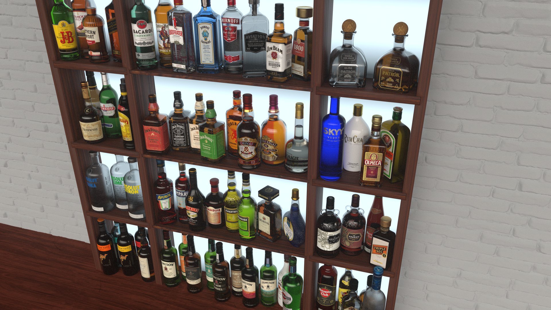 3D 66 Alcohol Bottles Full Collection - TurboSquid 2420250