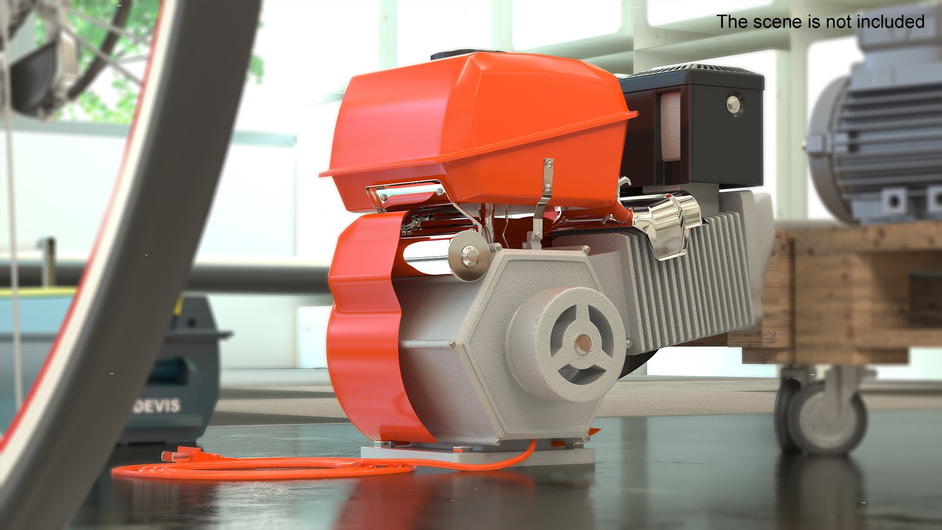 Electric Start Gasoline Engine Orange model - TurboSquid 2148975