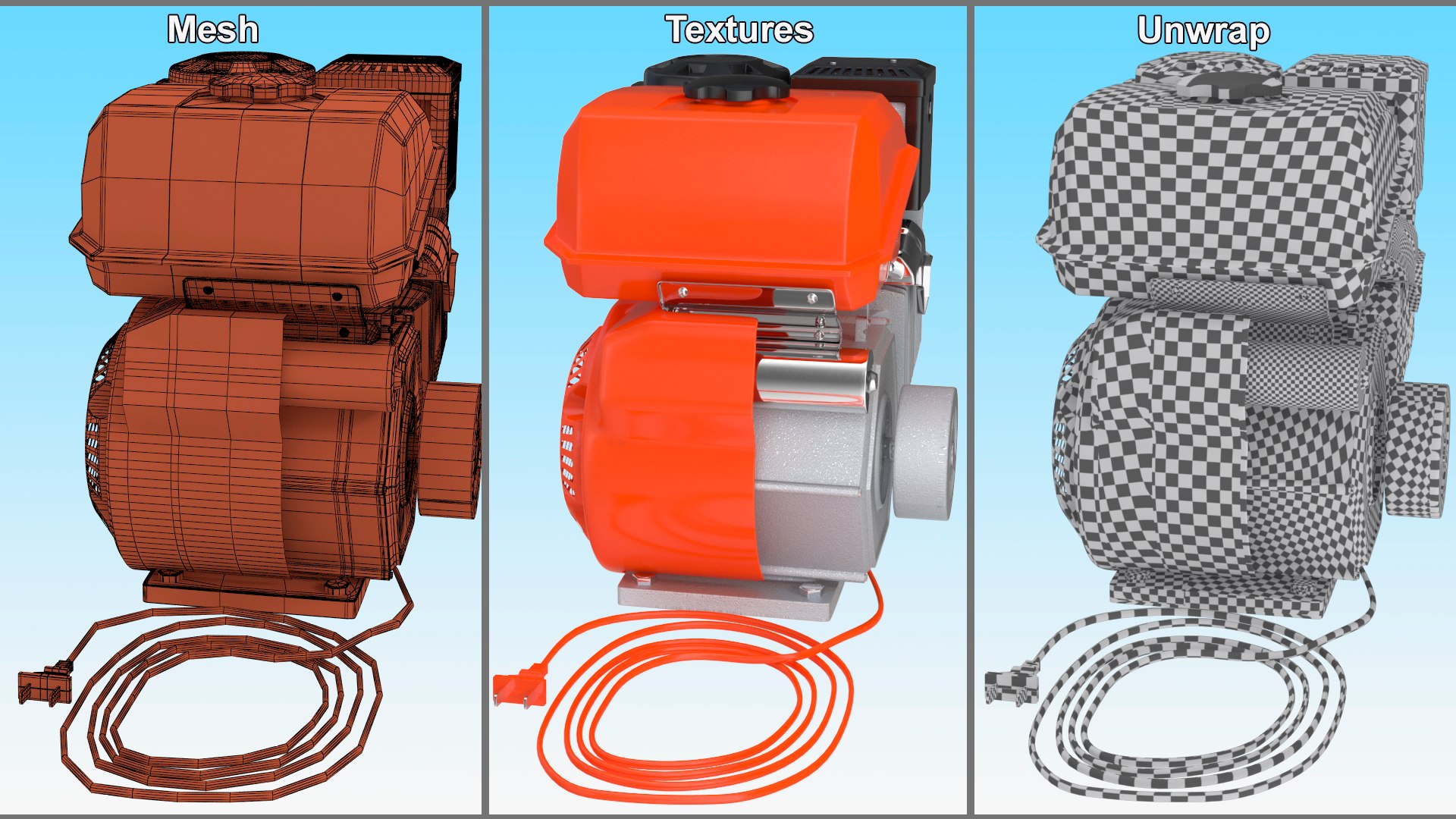 Electric Start Gasoline Engine Orange Model - TurboSquid 2148975