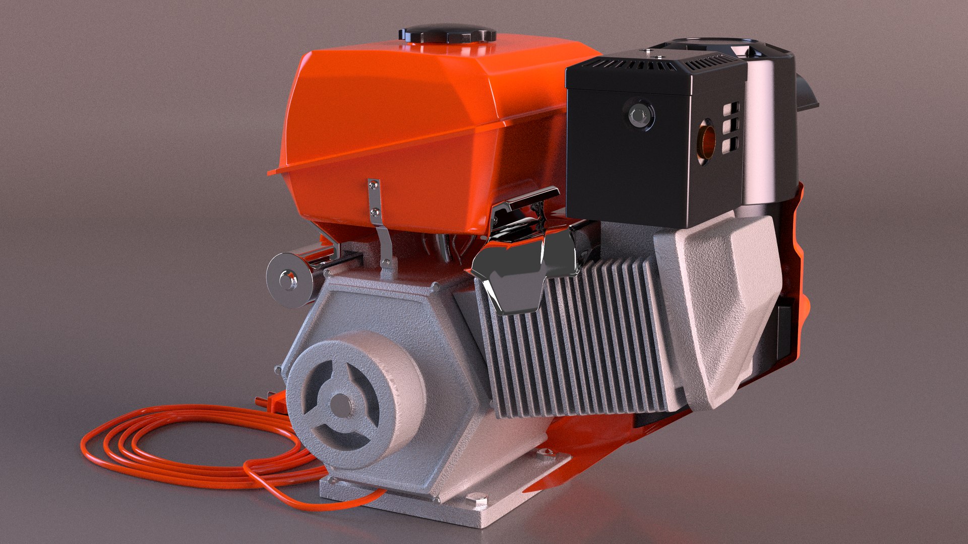 Electric Start Gasoline Engine Orange model - TurboSquid 2148975