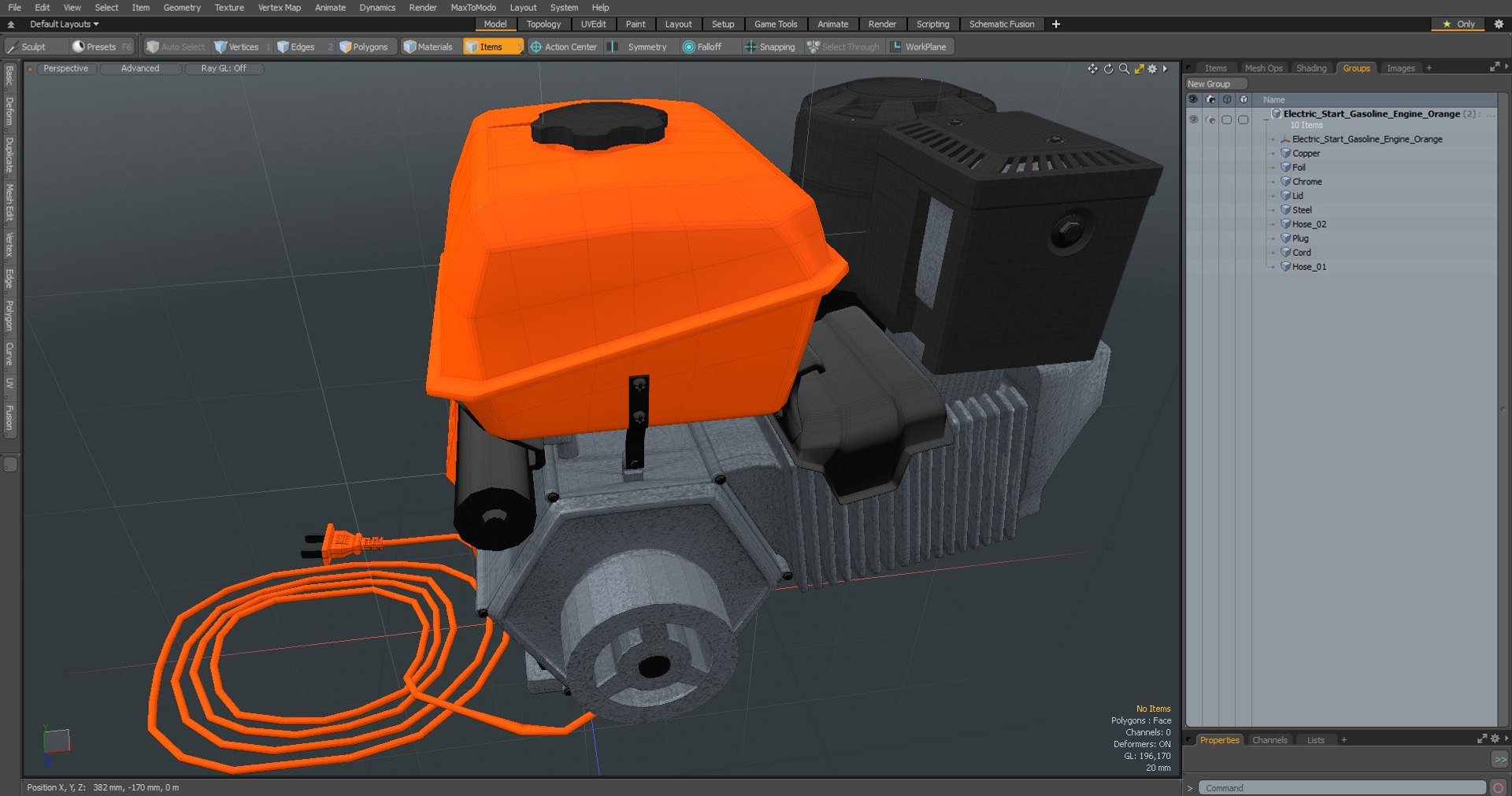 Electric Start Gasoline Engine Orange model - TurboSquid 2148975