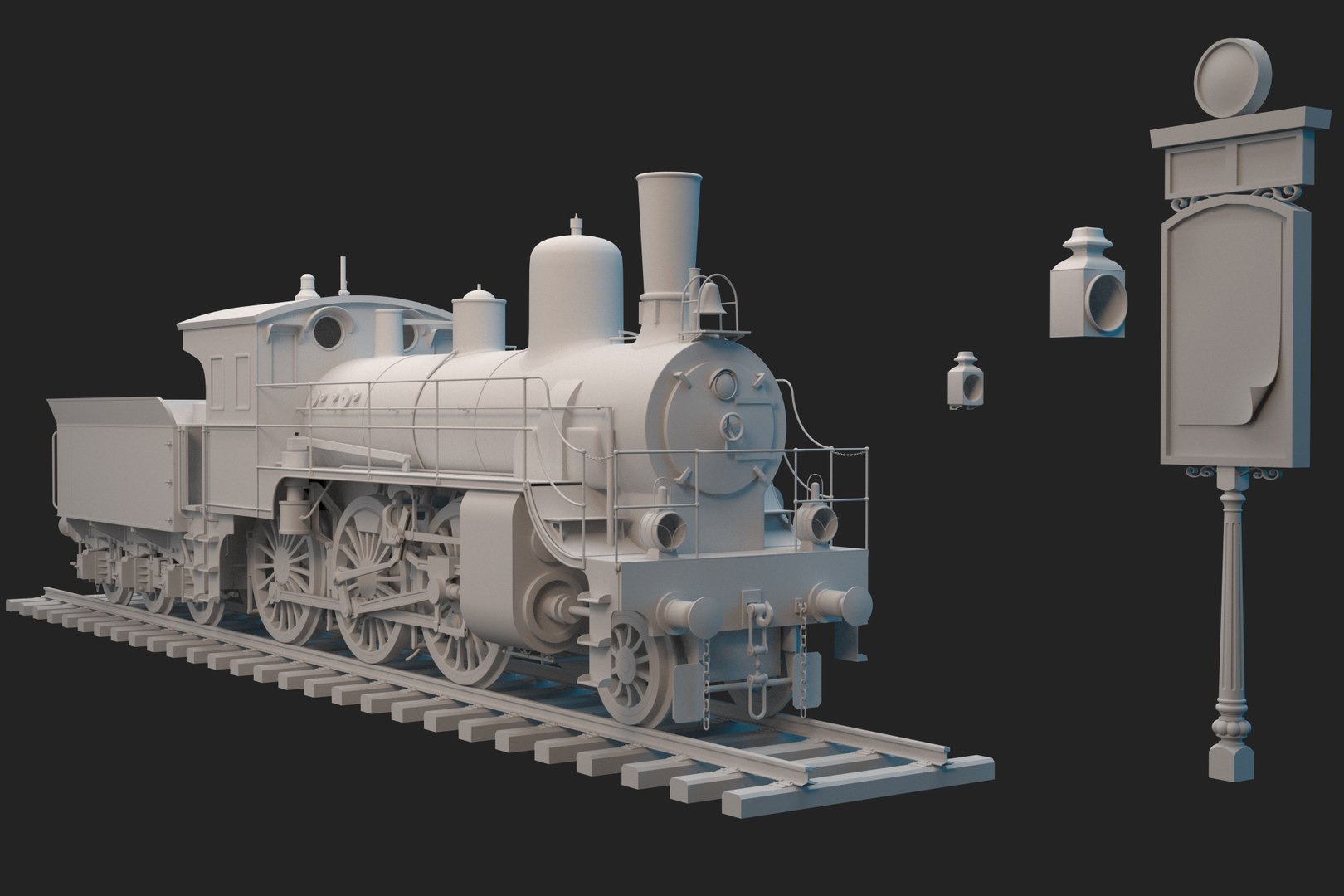 Train Signpost Station Low-poly 3D Model - TurboSquid 1594974