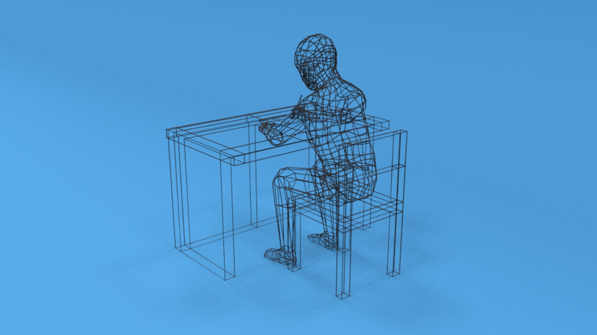 3D Kid Sitting Writing Model - TurboSquid 1445806