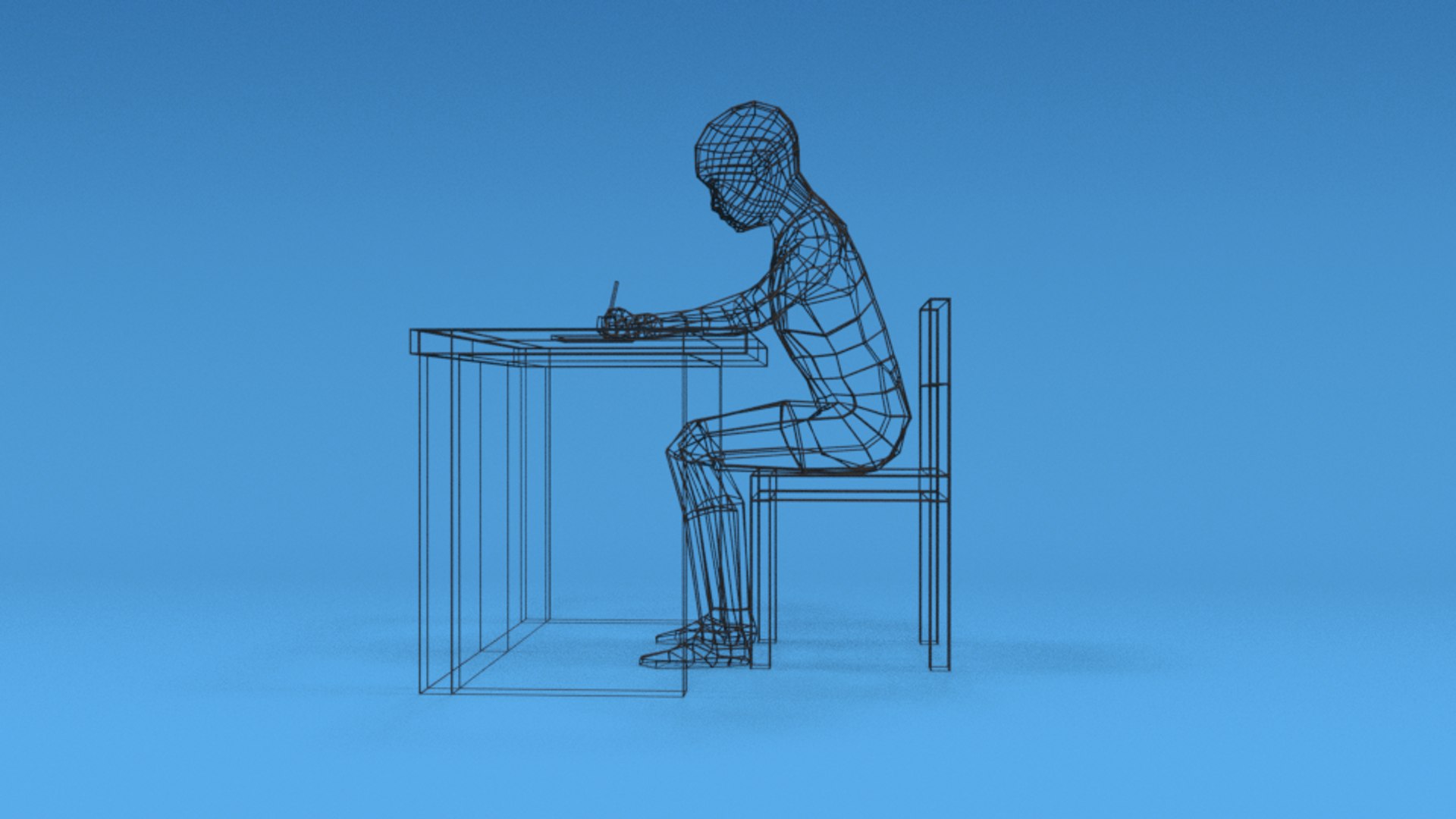 3D Kid Sitting Writing Model - TurboSquid 1445806