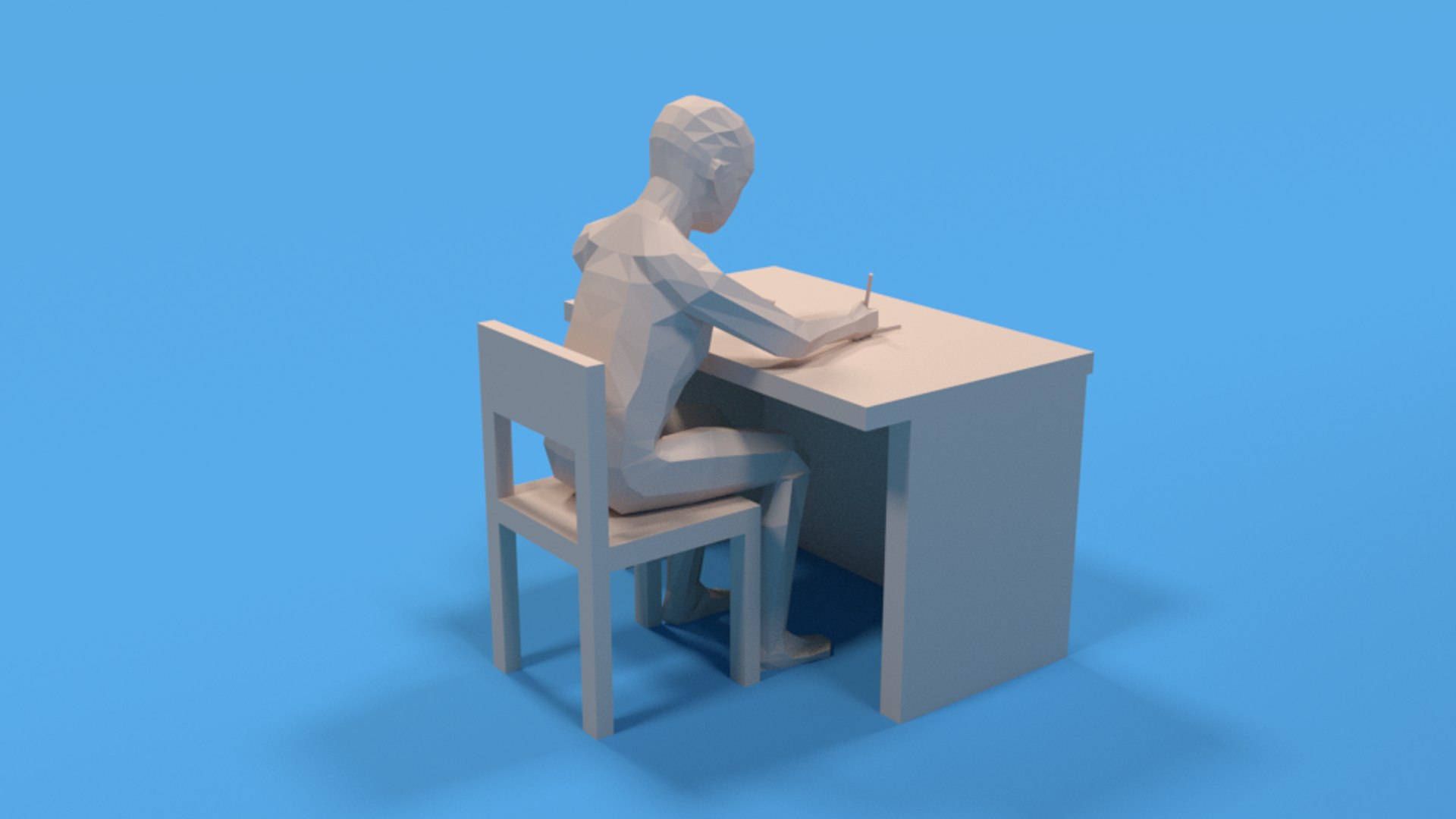3D Kid Sitting Writing Model - TurboSquid 1445806