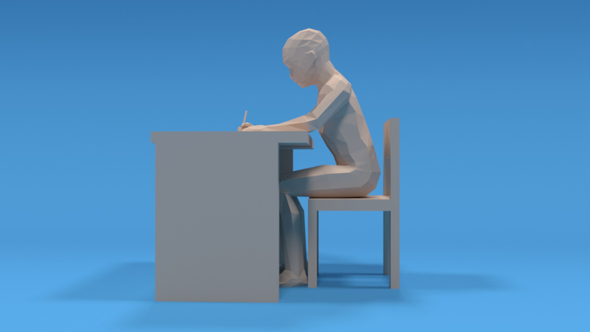 3D Kid Sitting Writing Model - TurboSquid 1445806