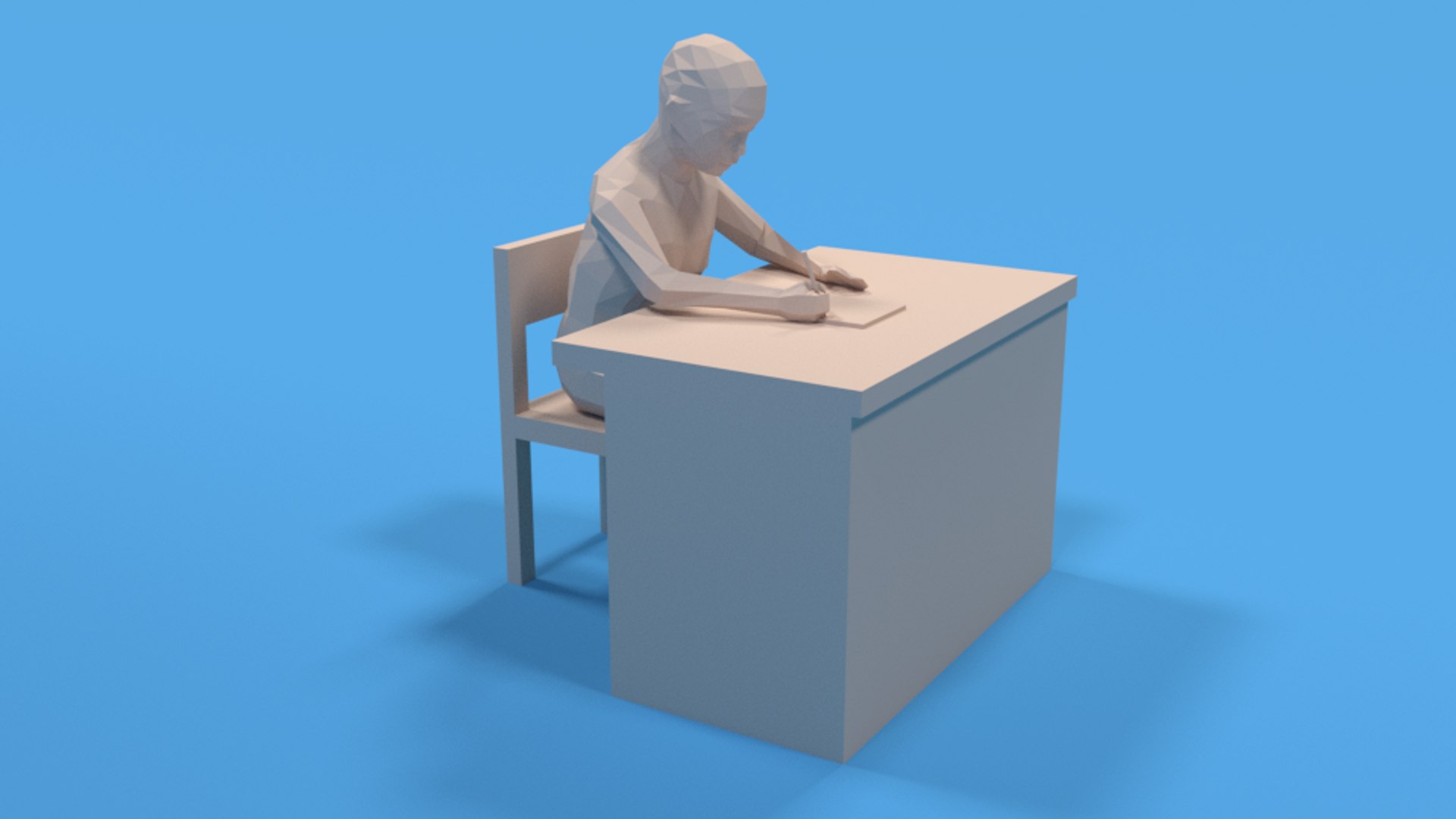 3D Kid Sitting Writing Model - TurboSquid 1445806