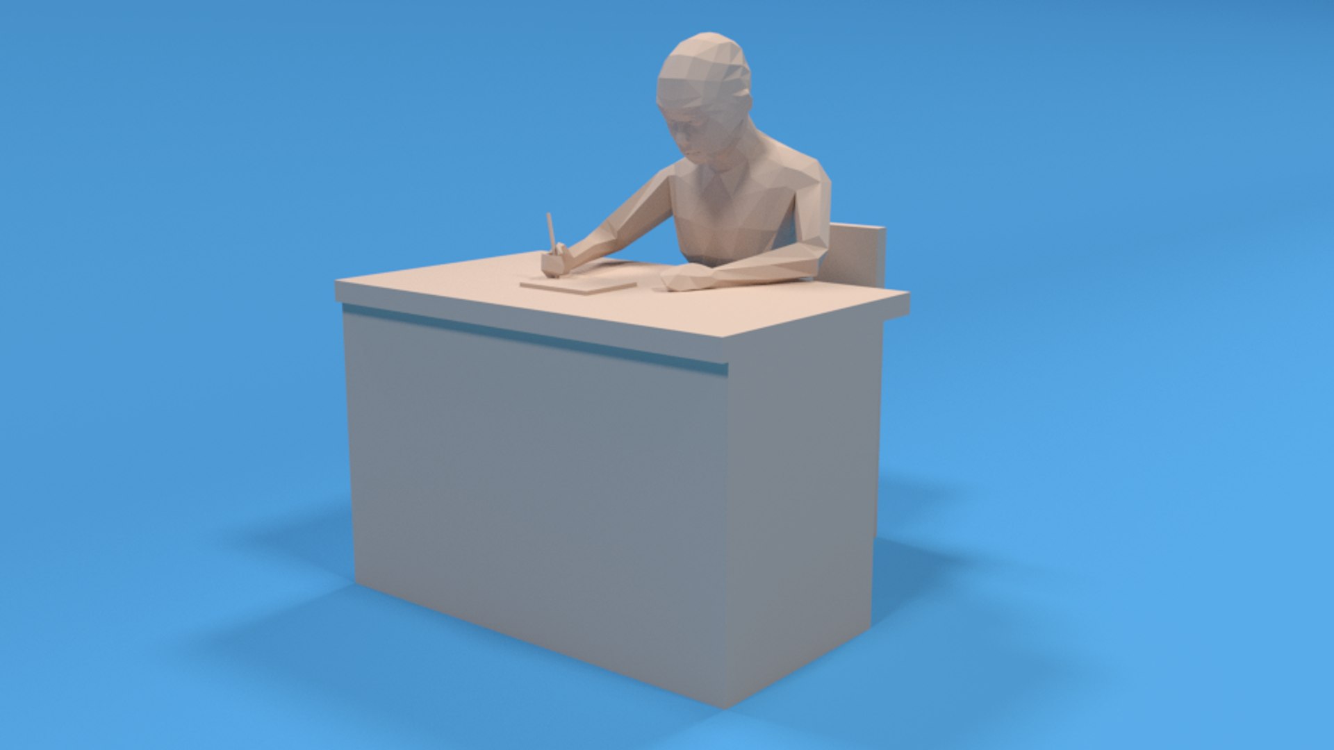 3D Kid Sitting Writing Model - TurboSquid 1445806