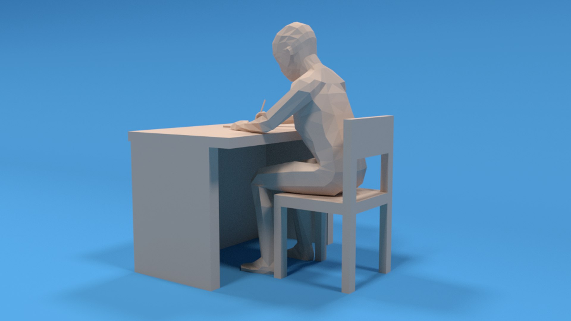 3D Kid Sitting Writing Model - TurboSquid 1445806