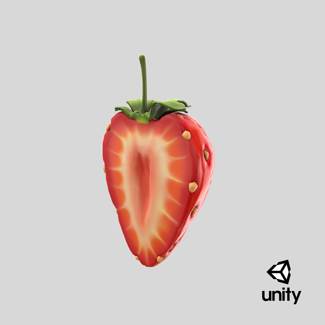 Cartoon half cut strawberry model - TurboSquid 1583923