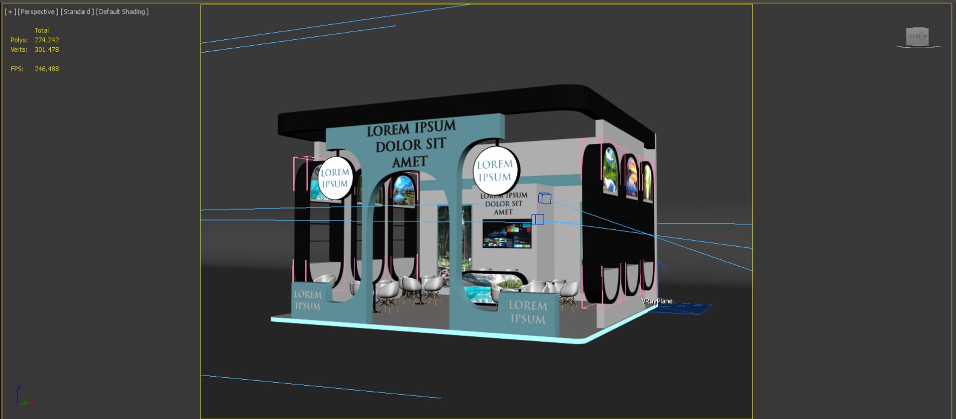 3D Model Booth Exhibition Stand Stall 8x7m Height 500 Cm 3 Side Open ...