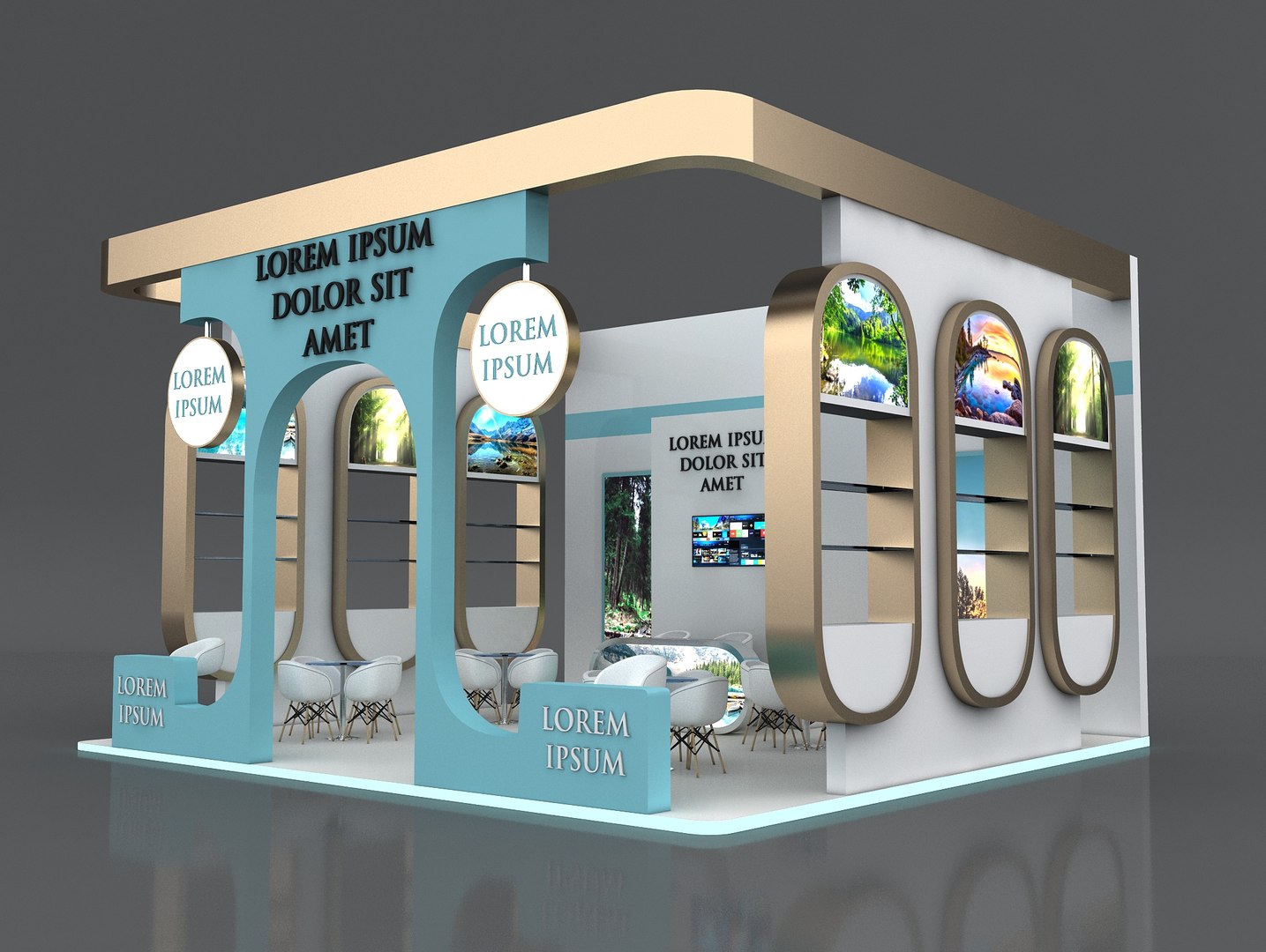 3D Model Booth Exhibition Stand Stall 8x7m Height 500 Cm 3 Side Open ...