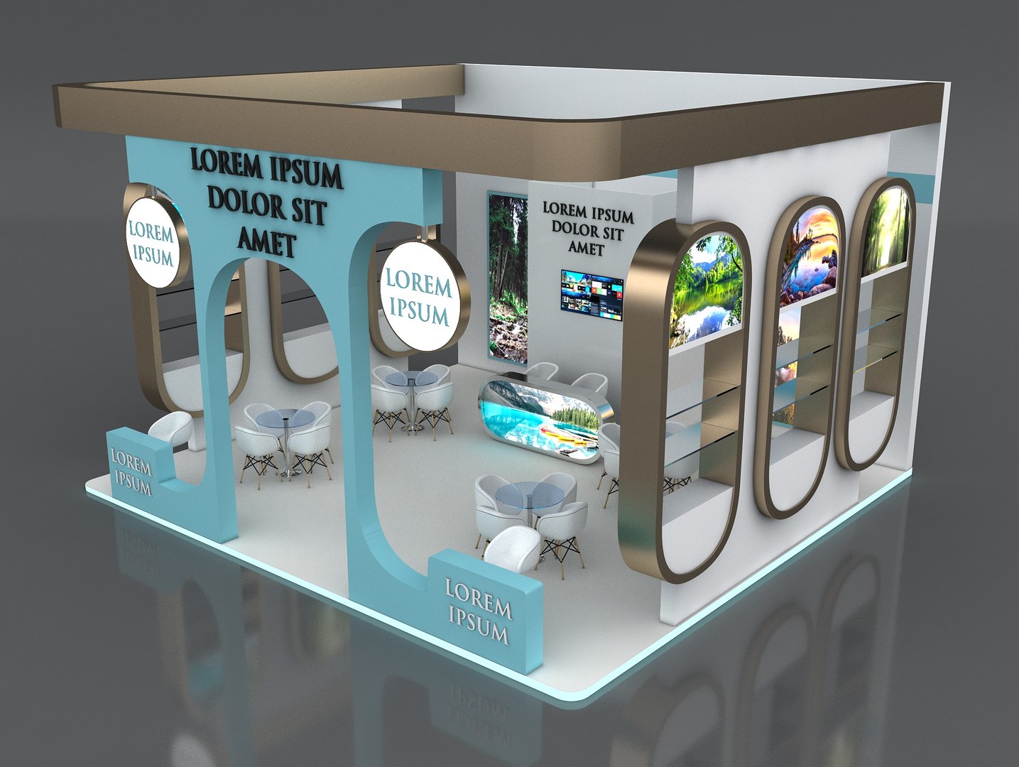 3D Model Booth Exhibition Stand Stall 8x7m Height 500 Cm 3 Side Open ...