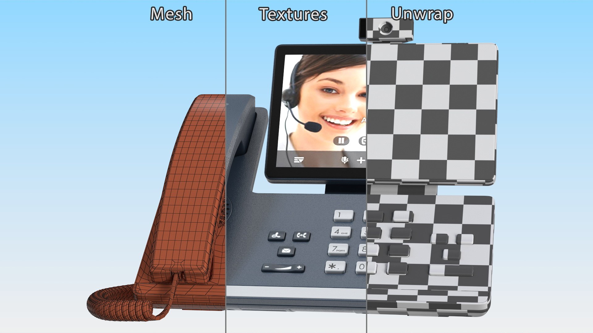 3D Smart Video IP Phone Matrix Blue Lights On - TurboSquid 2270266
