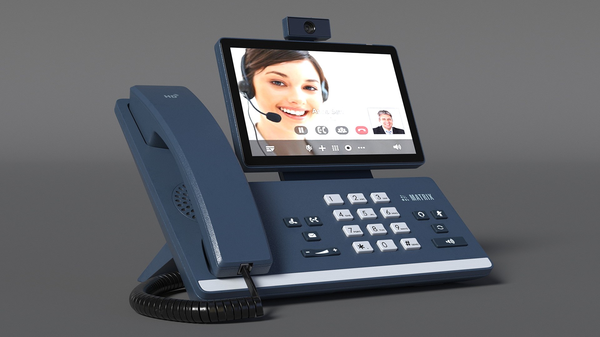 3D Smart Video IP Phone Matrix Blue Lights On - TurboSquid 2270266