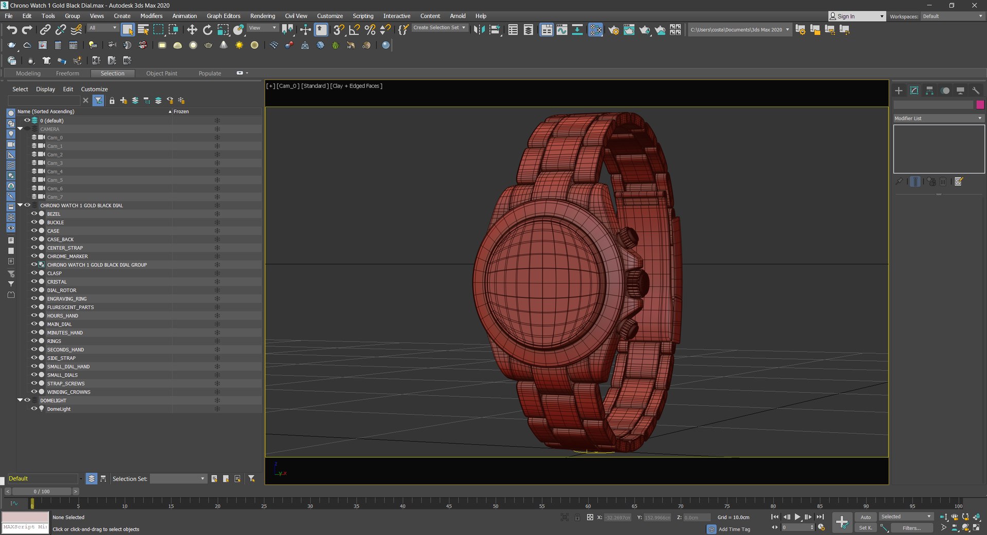 3D Chrono Watch 1 Gold Black Dial model - TurboSquid 2137763