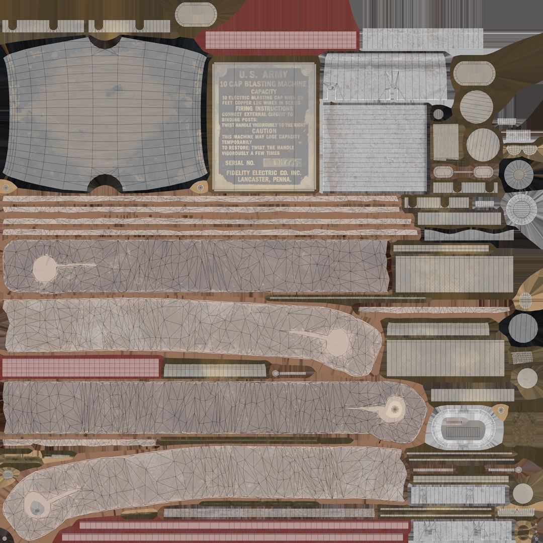 3D WWII 10 Cap Blasting Machine - TurboSquid 2259559