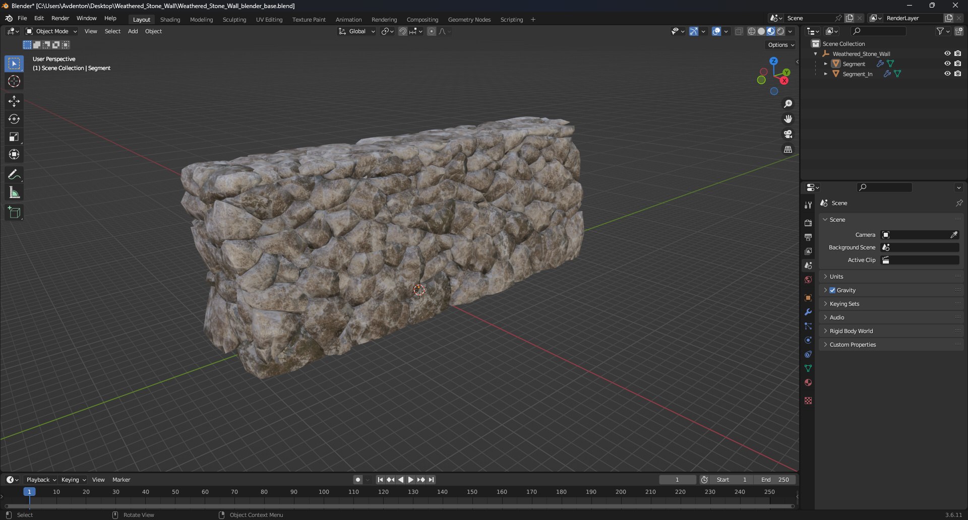 3D Weathered Stone Wall - TurboSquid 2288481