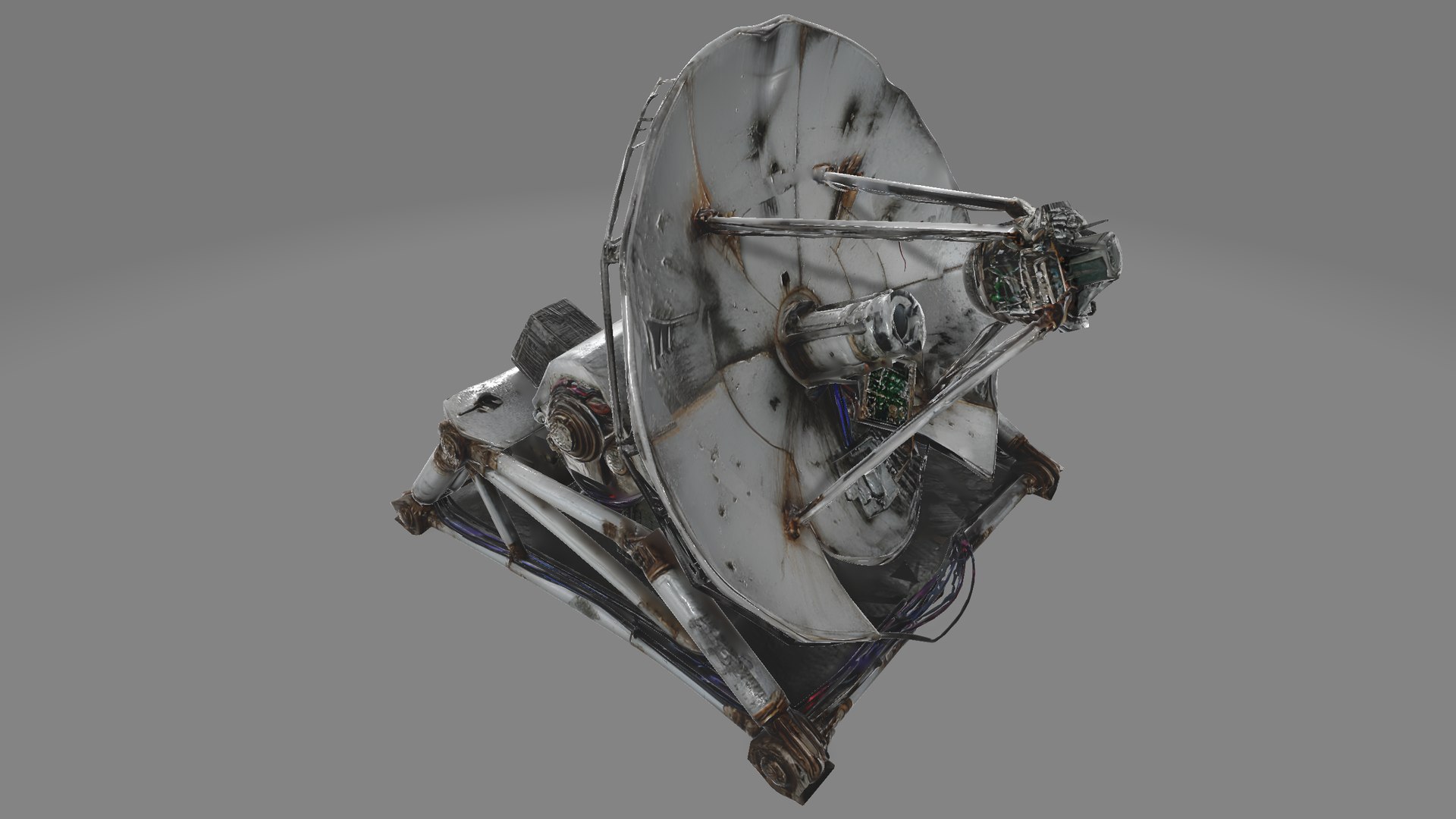 Damaged Sci-Fi Communication Dish Fallen Post-Apocalyptic Game Ready 3D ...