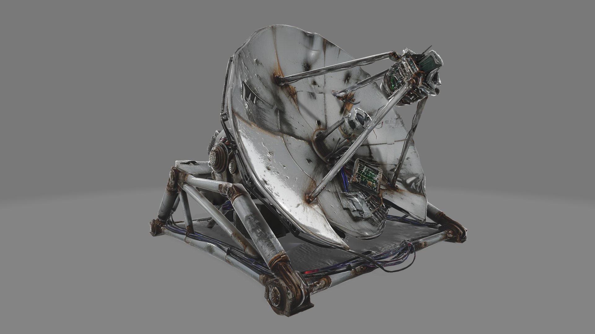 Damaged Sci-Fi Communication Dish Fallen Post-Apocalyptic Game Ready 3D ...