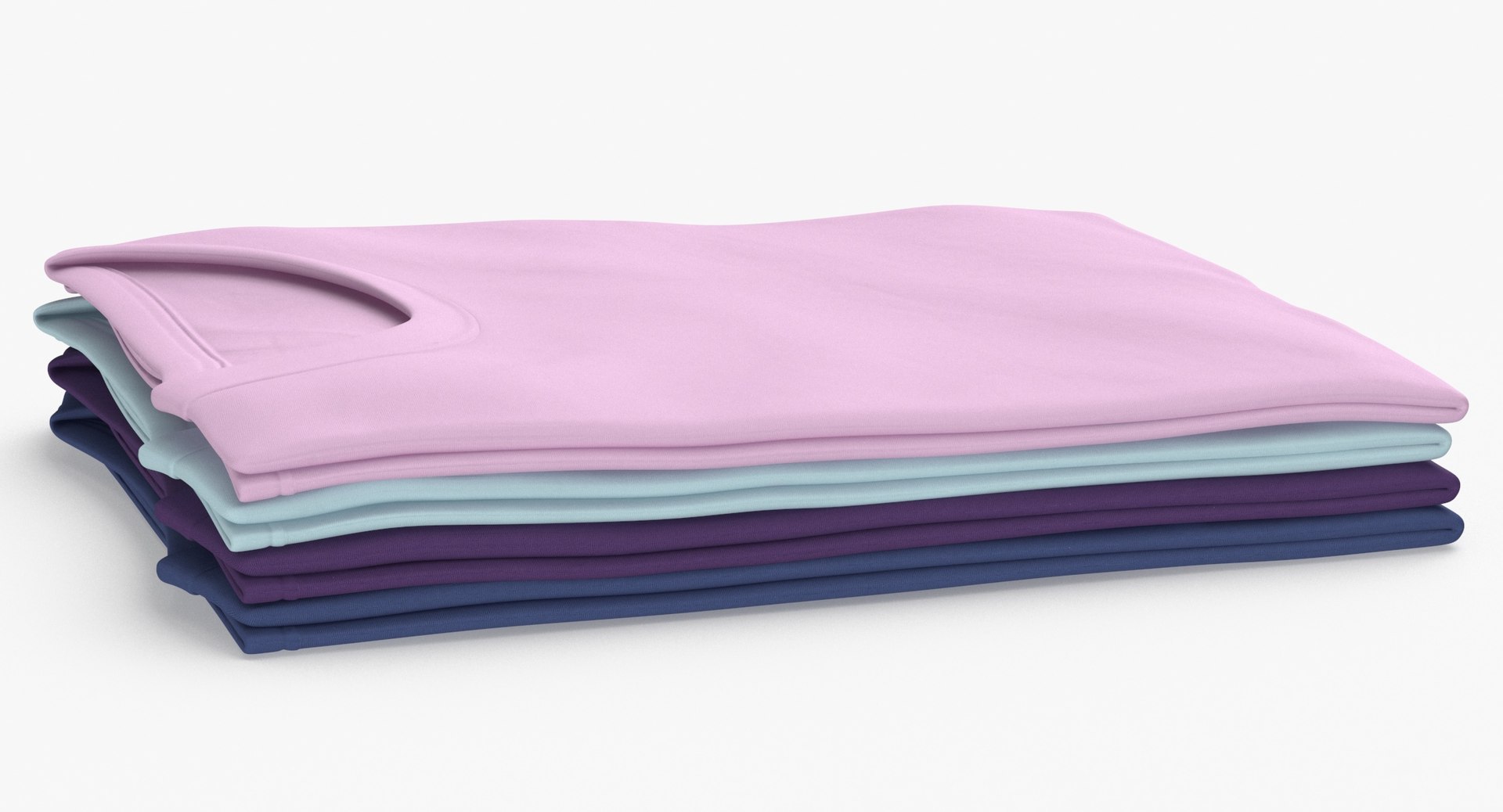 3D Female Crew Neck Folded Stacked Color Variations 03 Model ...