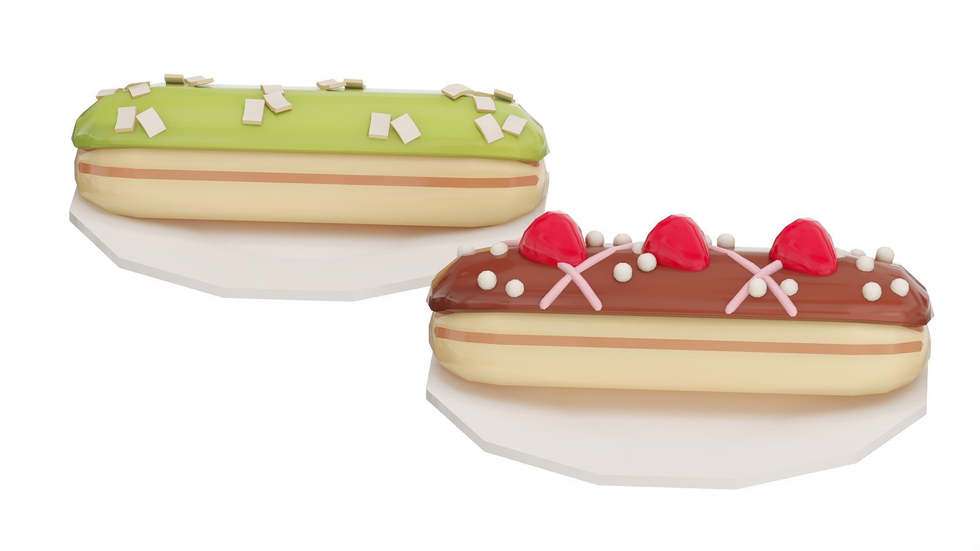 3D Lowpoly Desserts Eclairs - TurboSquid 2153666