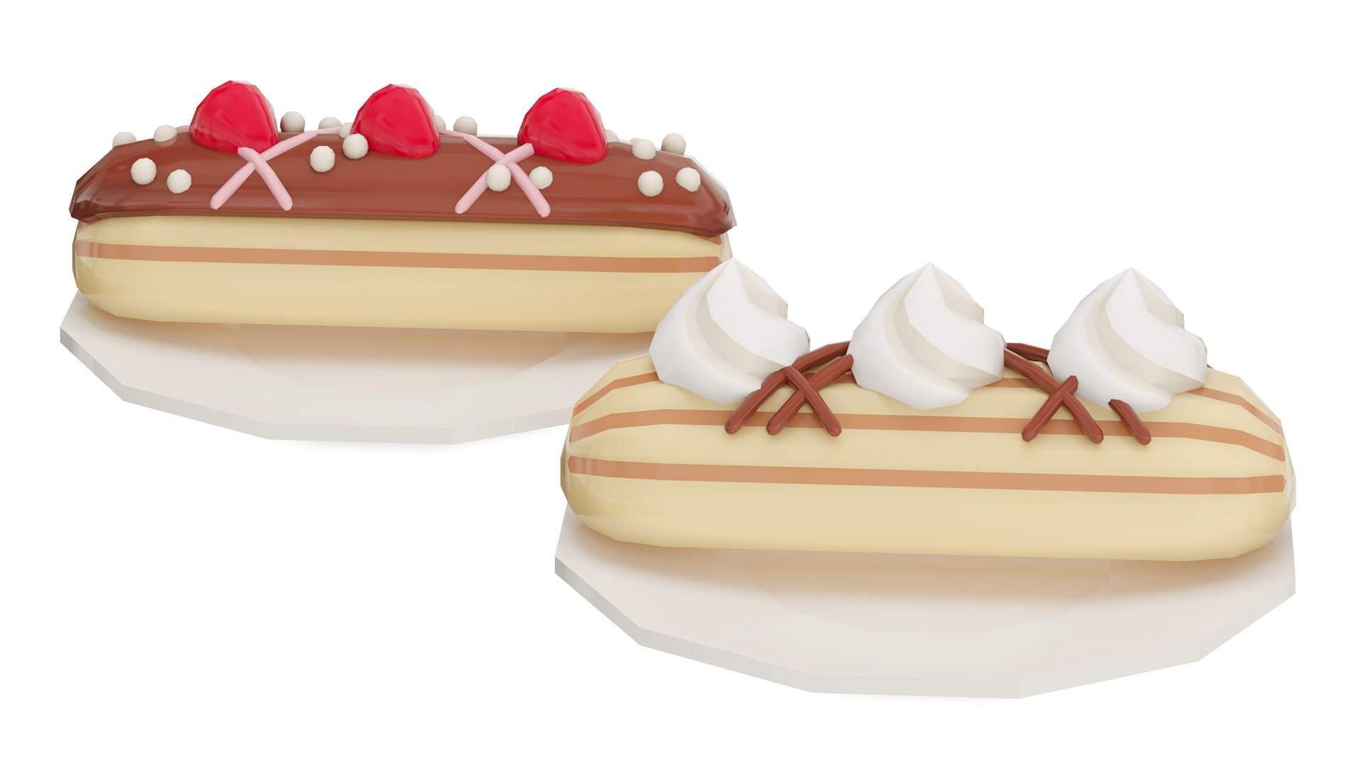 3D Lowpoly Desserts Eclairs - TurboSquid 2153666