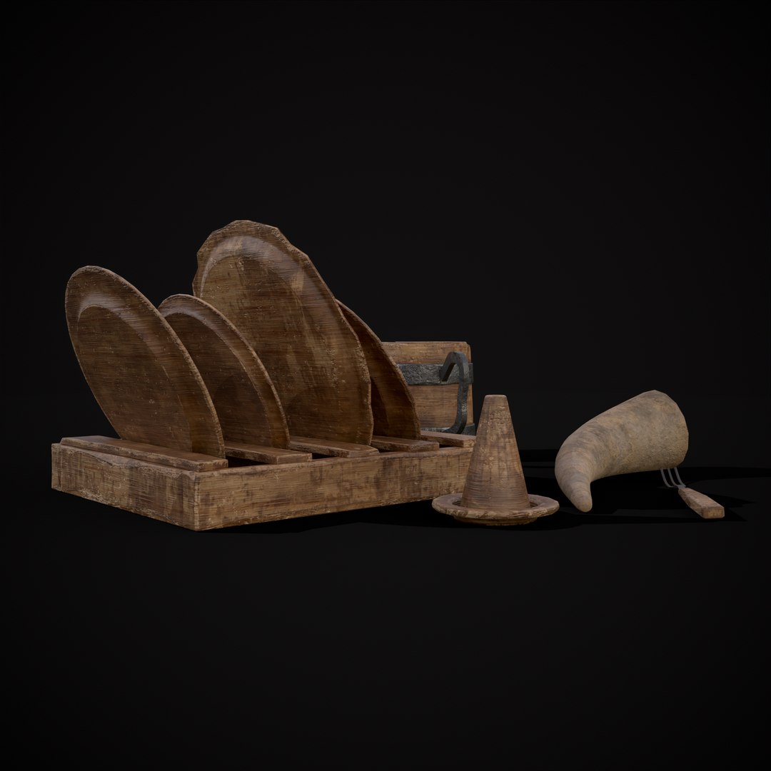 Wooden Medieval Dish Washing Set 3D Model - TurboSquid 1985070