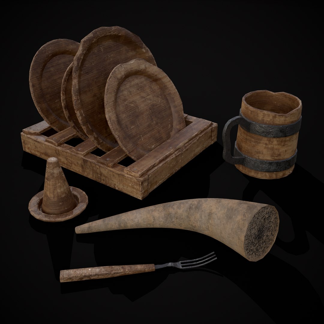 Wooden Medieval Dish Washing Set 3D model - TurboSquid 1985070