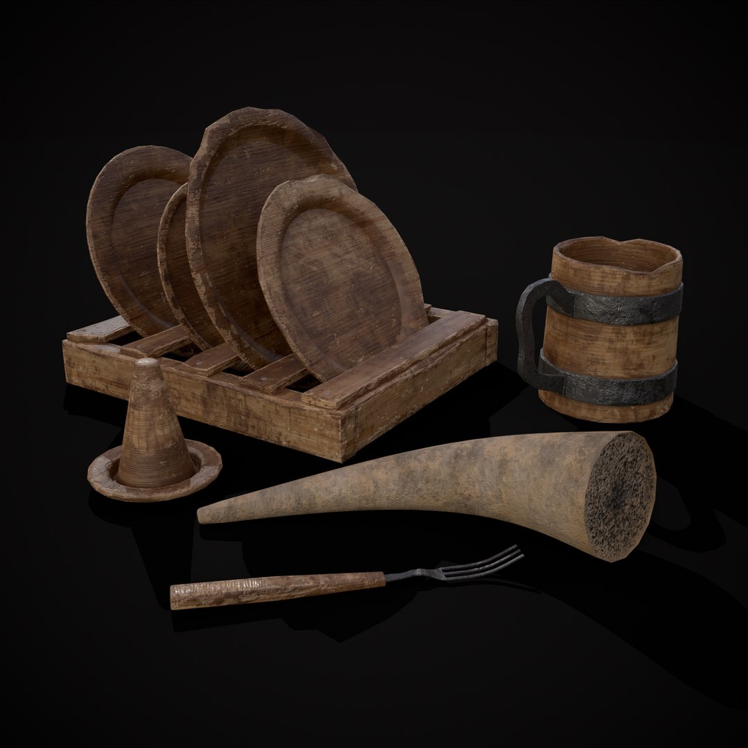 Wooden Medieval Dish Washing Set 3D model - TurboSquid 1985070