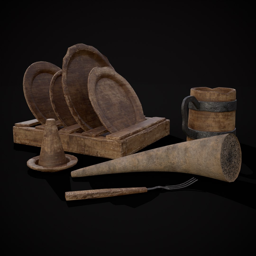 Wooden Medieval Dish Washing Set 3D Model - TurboSquid 1985070