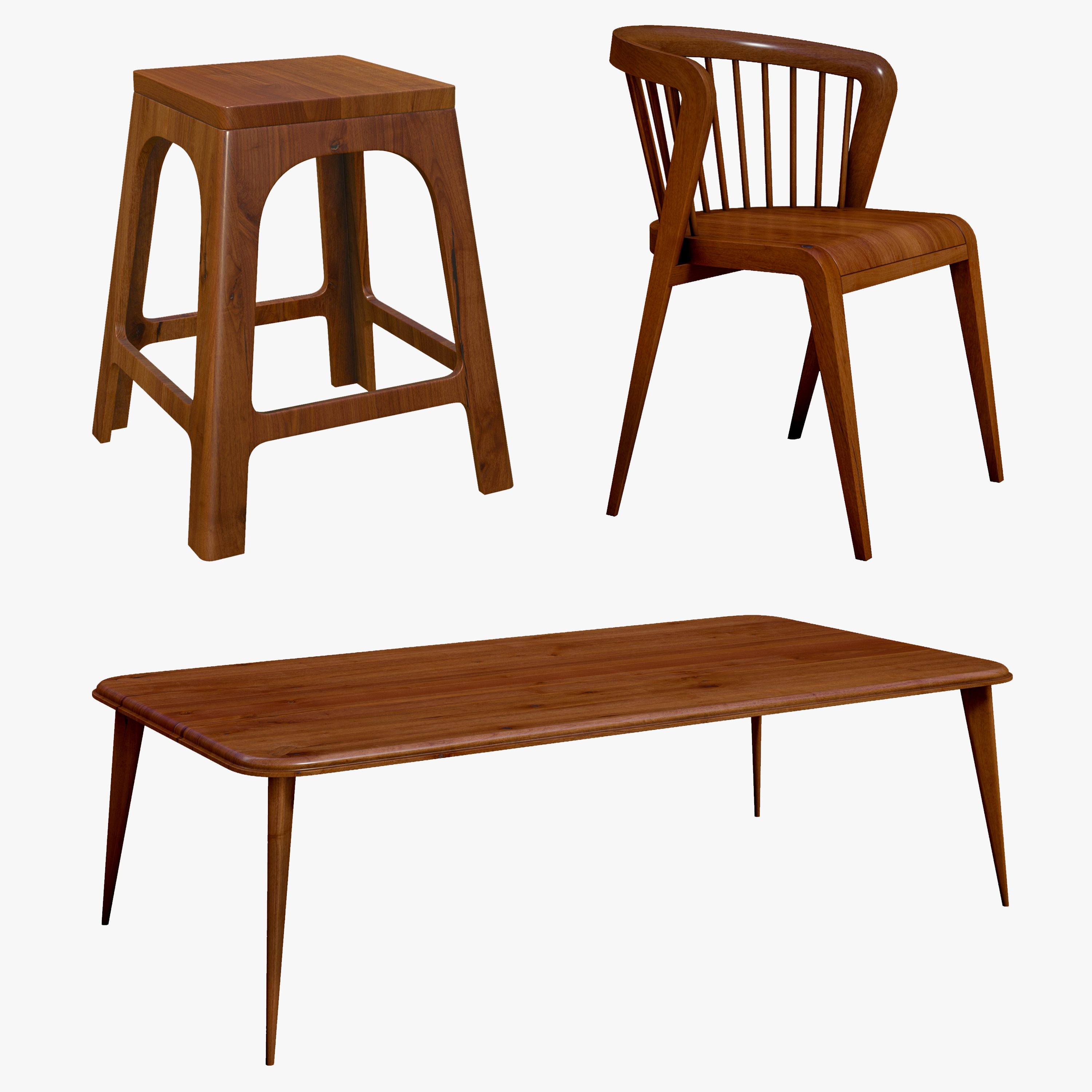 Stool Dining Chair With Coffee Table 3D model - TurboSquid 1905759