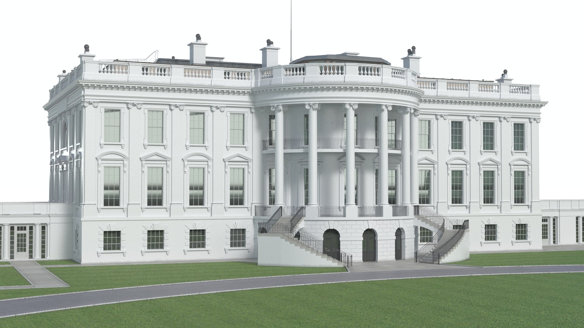 White House US Presidential Residence 3D Model - TurboSquid 2246201