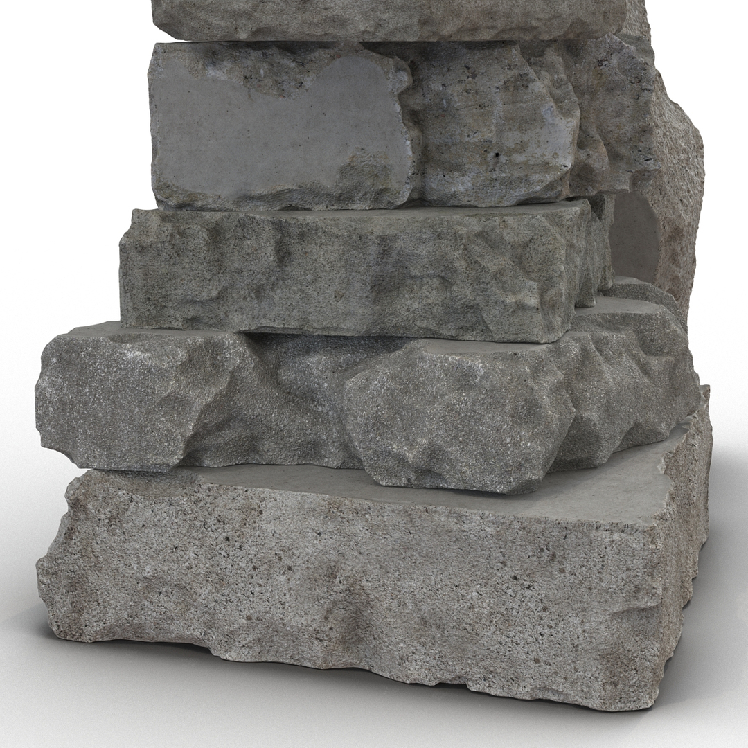 3d concrete chunks set model