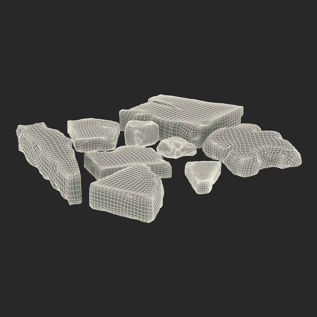 3d Concrete Chunks Set Model
